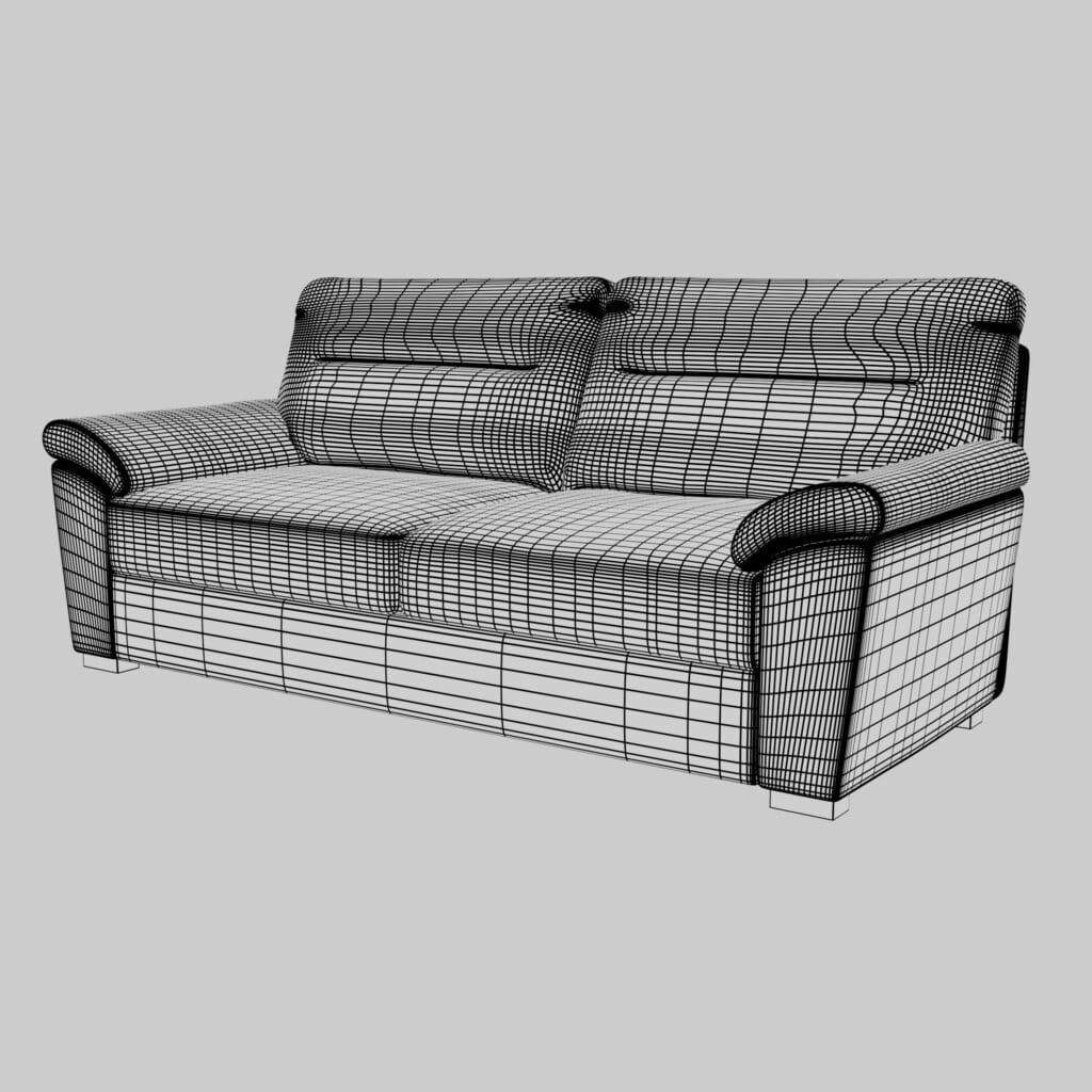 2 Seater Sofa 3D Model Free Download