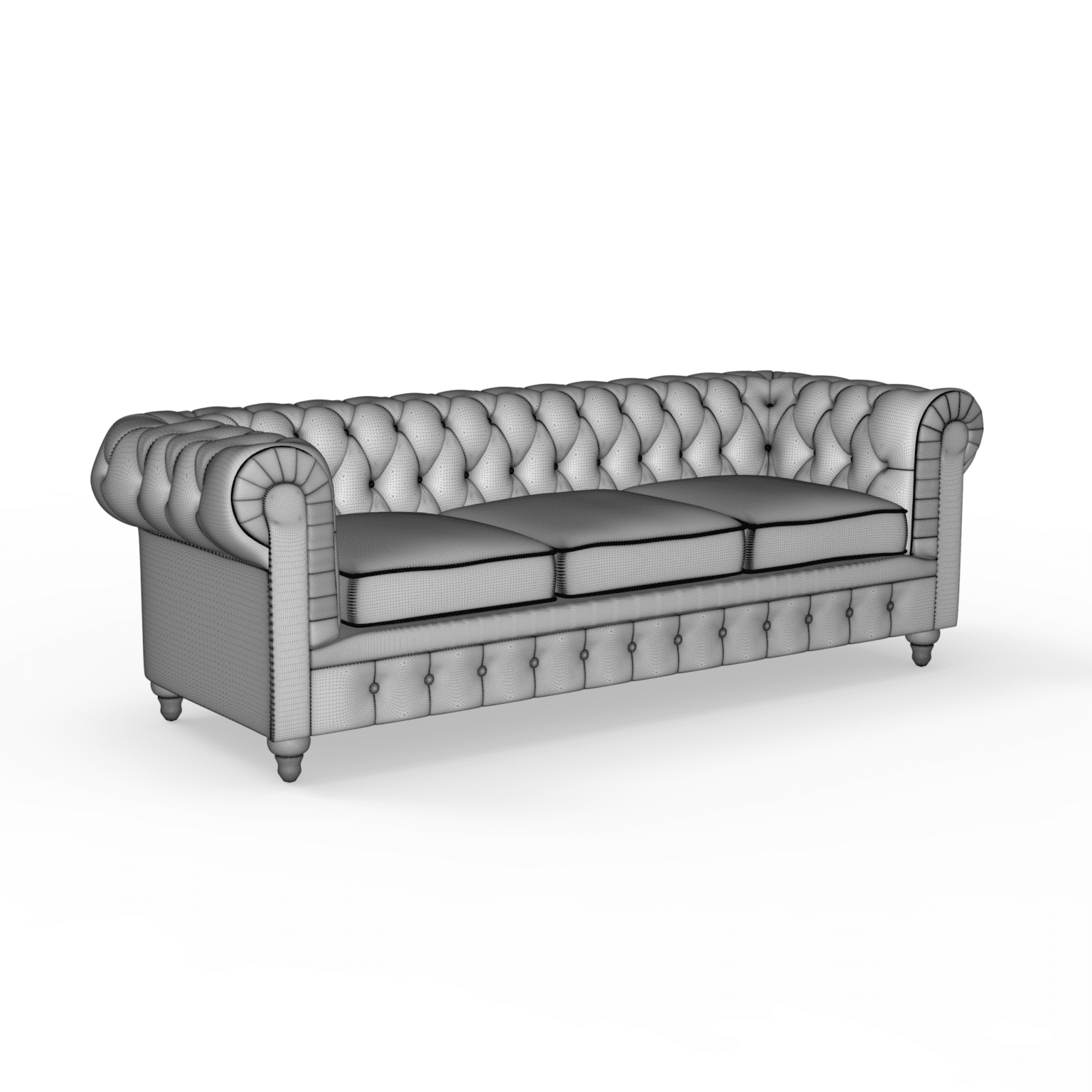 Classic 3 Seater Sofa 3D Model Download