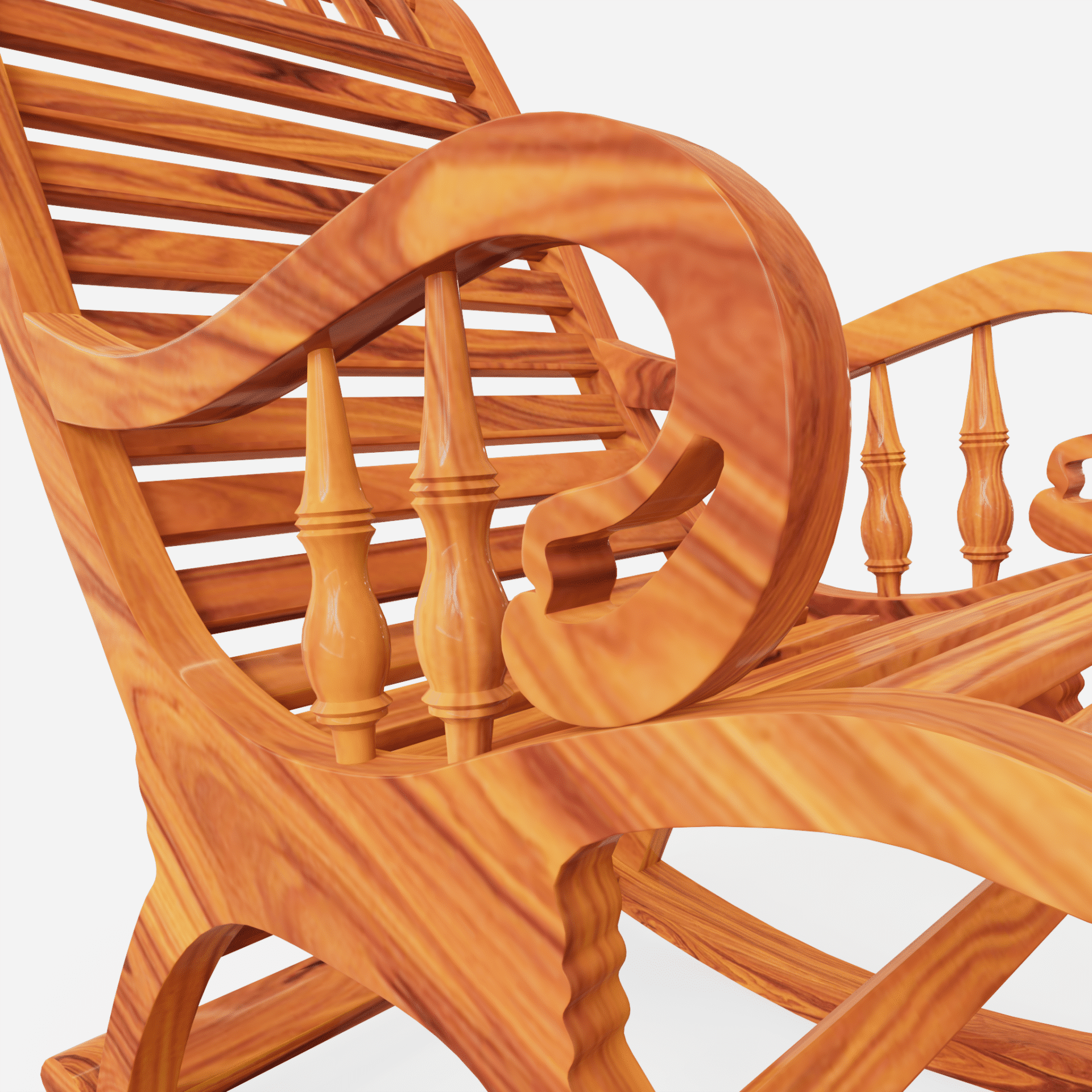 Wooden Rocking Chair 3D Model Download