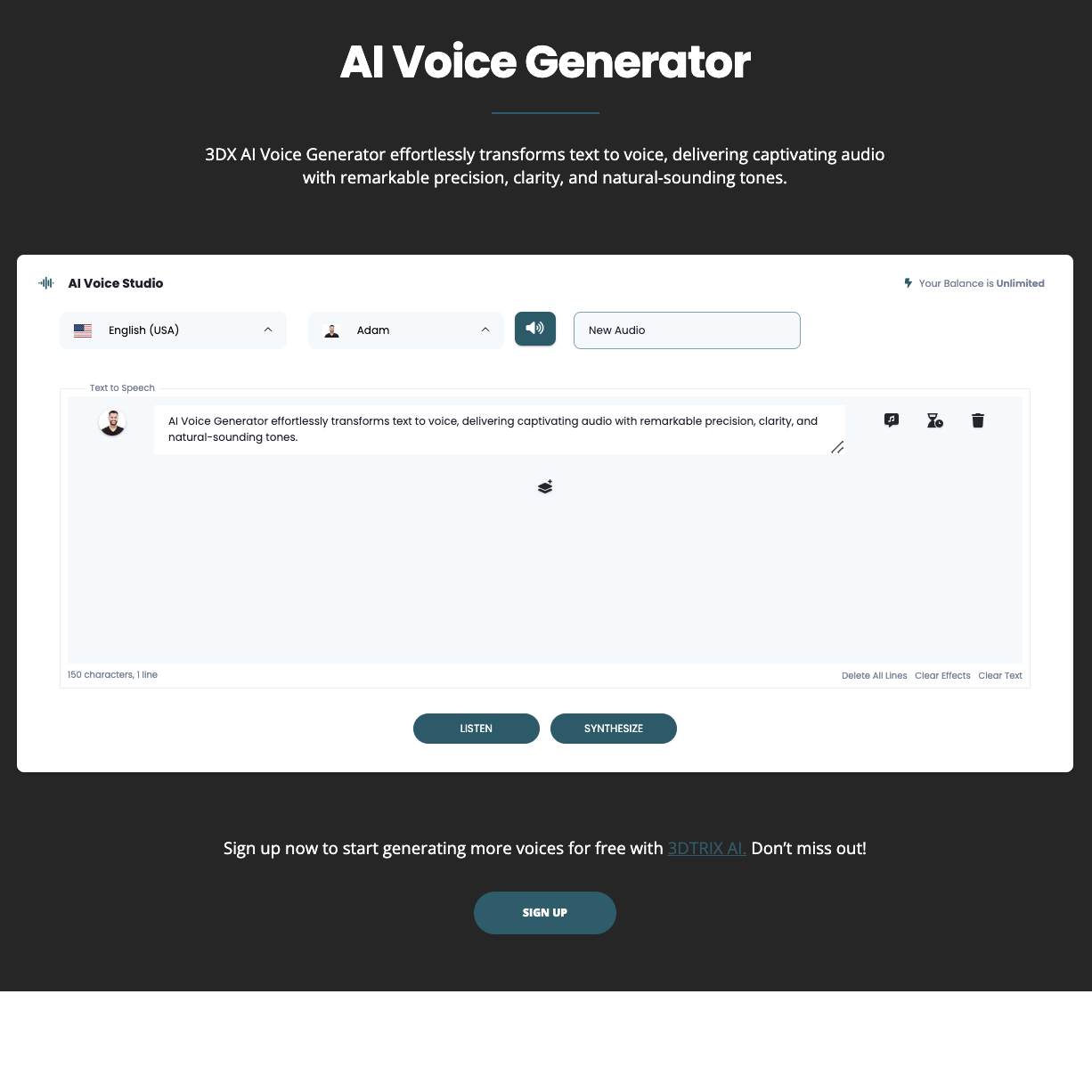 AI Voice Generator: Free Text to Voice | 3DX